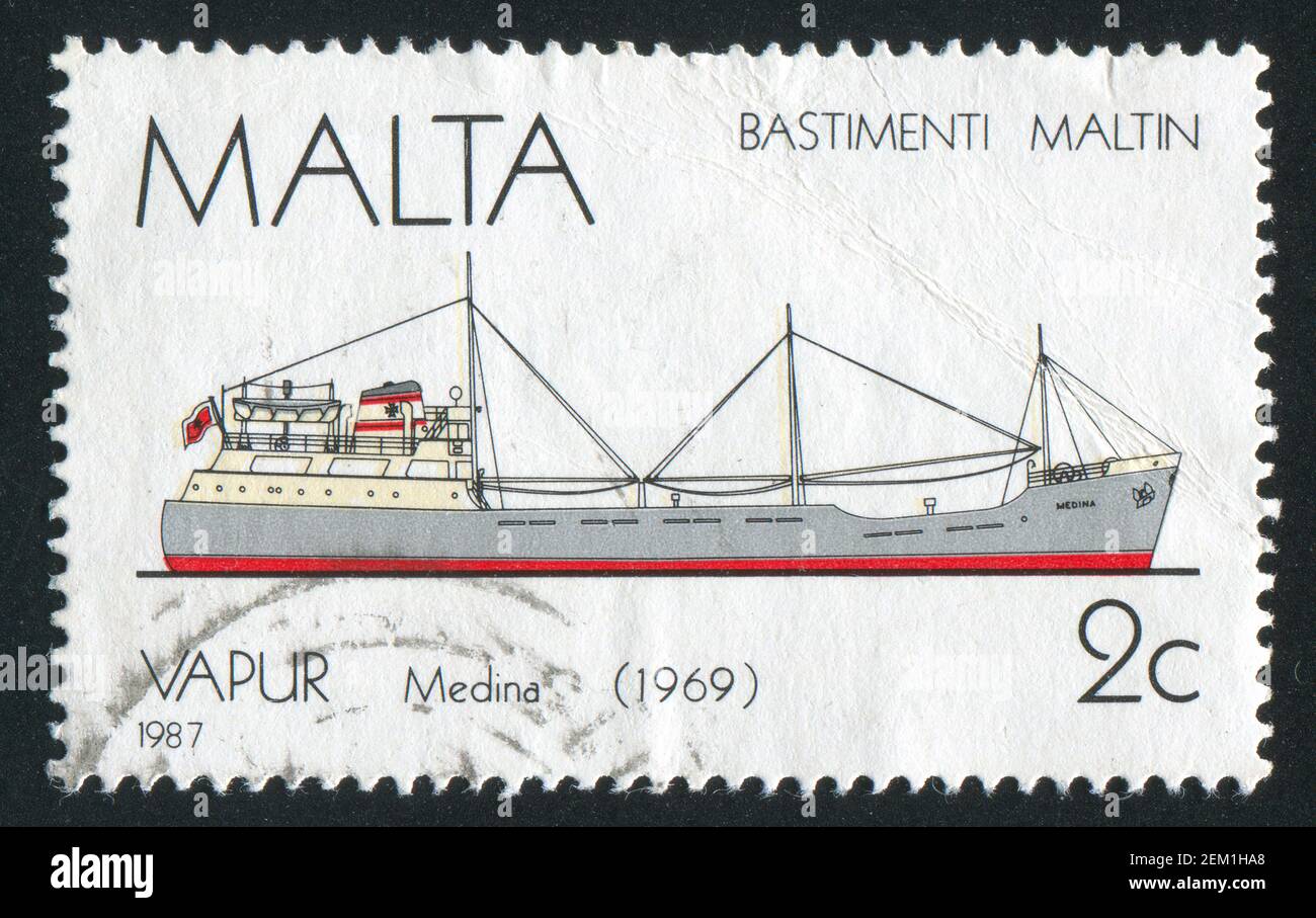 MALTA - CIRCA 1987: stamp printed by Malta, shows Ship Type Medina ...