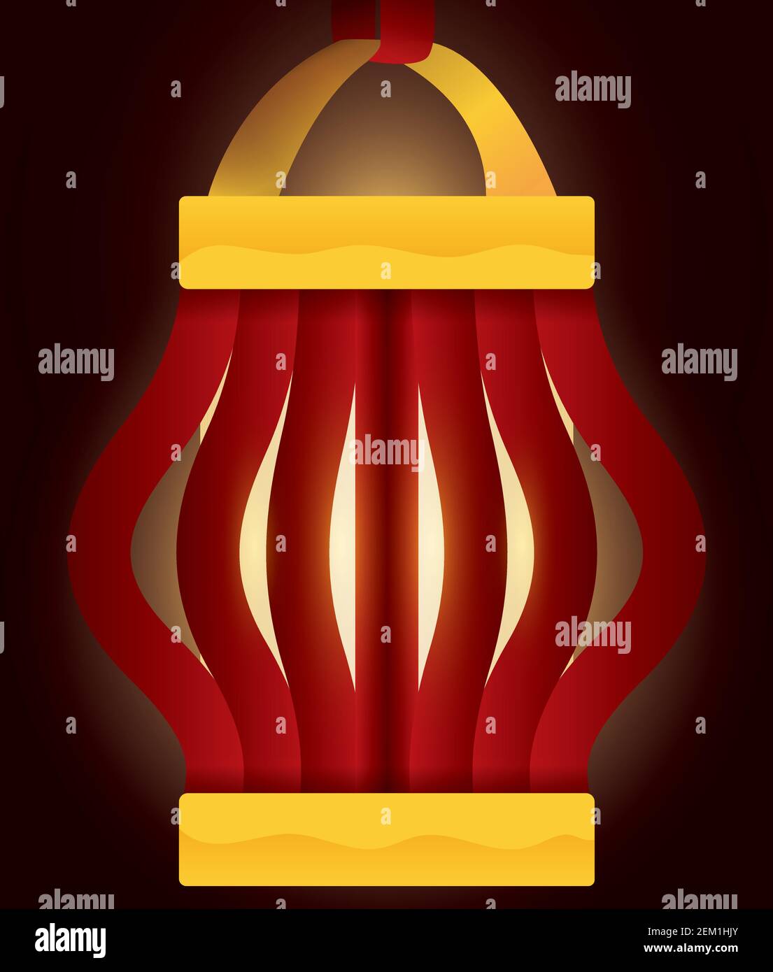 Hanging paper cup lantern, in red and golden colors, illuminating the ...
