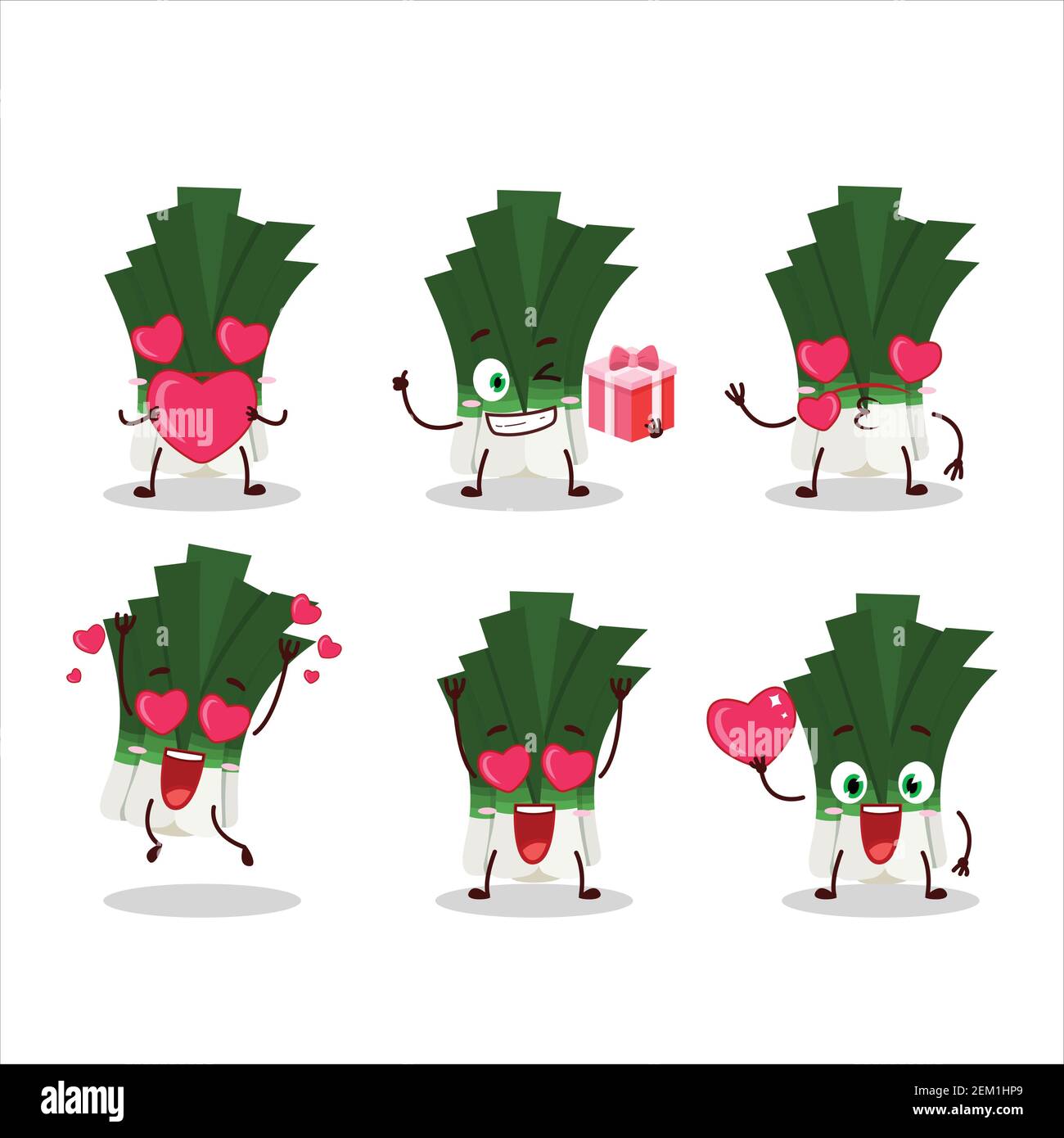 Leek cartoon character with love cute emoticon. Vector illustration ...