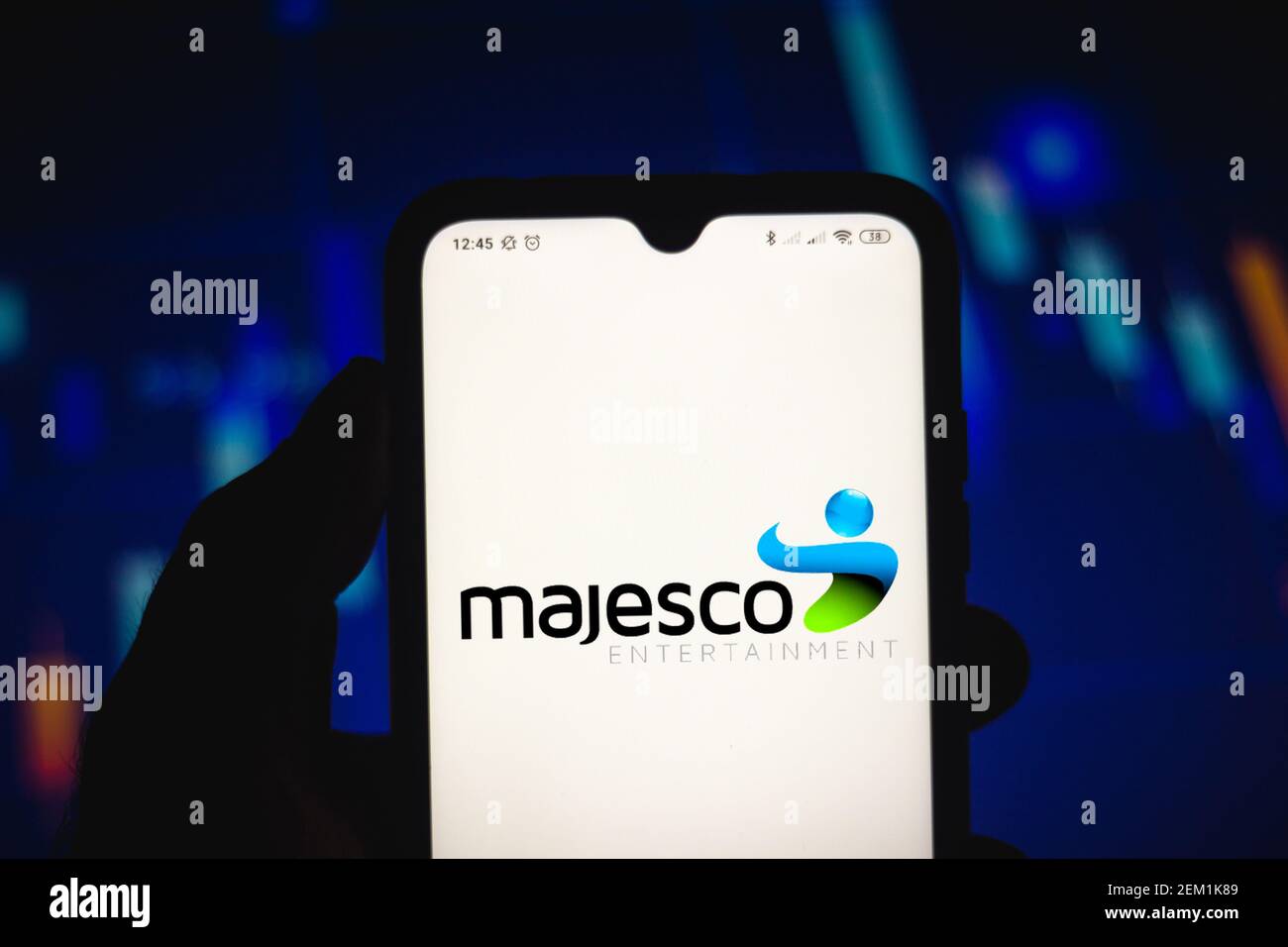 In this photo illustration the Majesco Entertainment logo seen ...