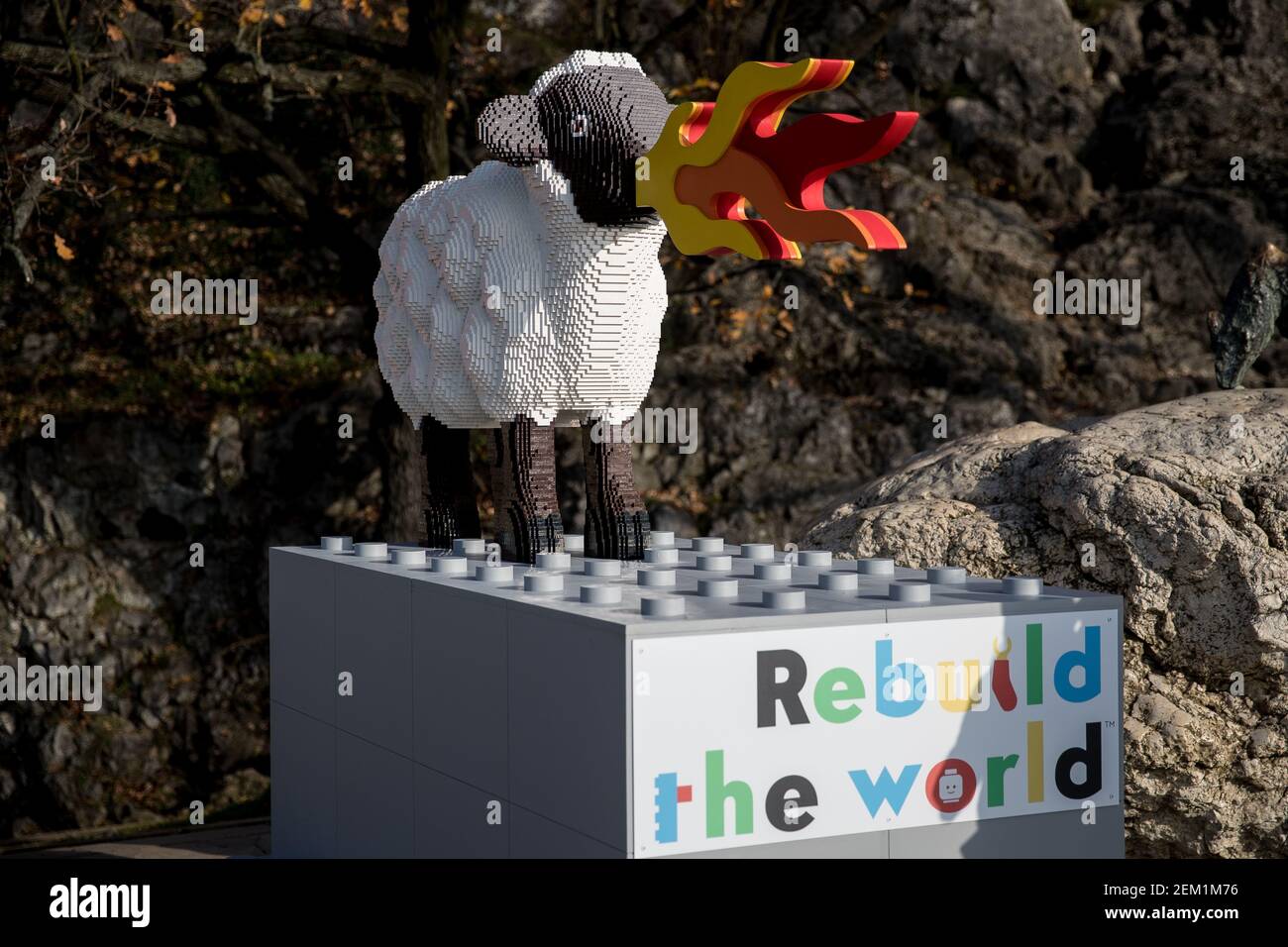 A Lego fire-breathing sheep has been placed in Cracow, right next to ...