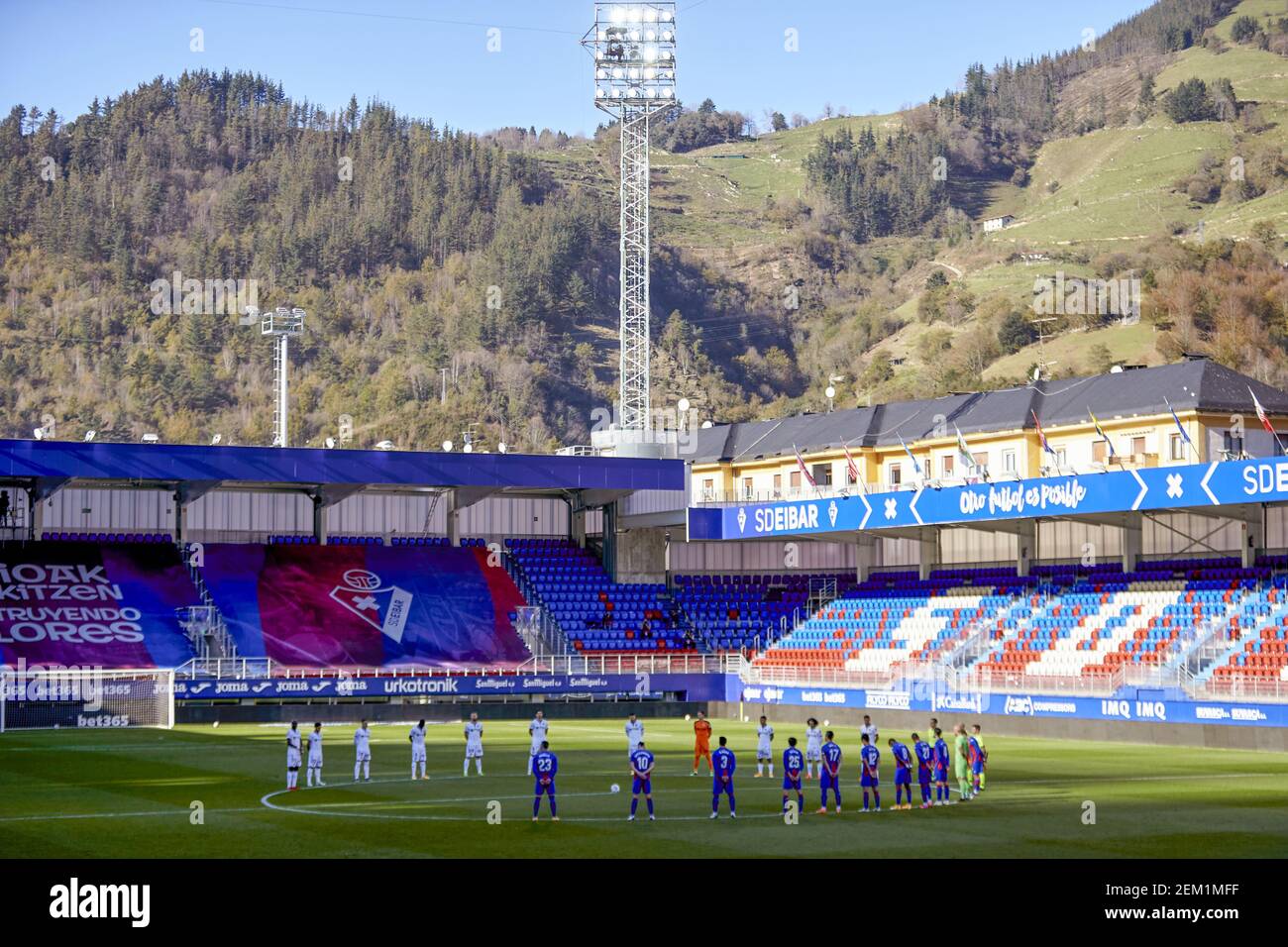 Silence minute in memory of ex a Eibar coach Blas Ziarreta during the ...