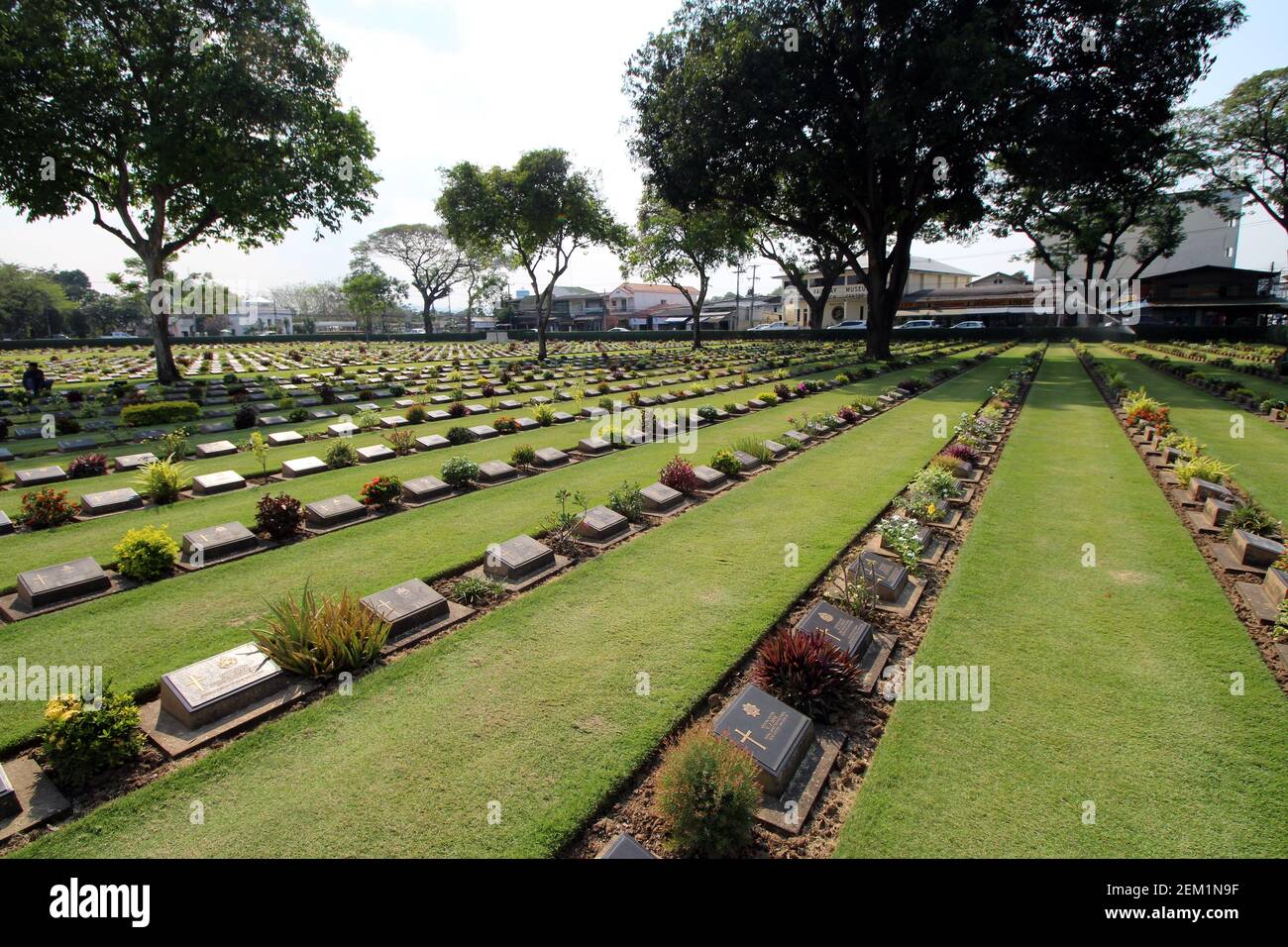 KANCHANABURI, THAILAND - MARCH 18, 2018 Commonwealth war graves ...