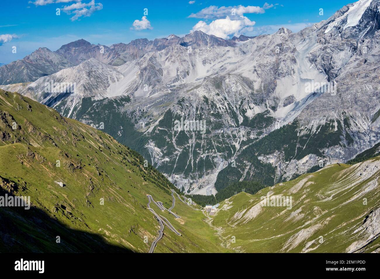 Italy, Stelvio National Park. Famous road to Stelvio Pass in Ortler ...