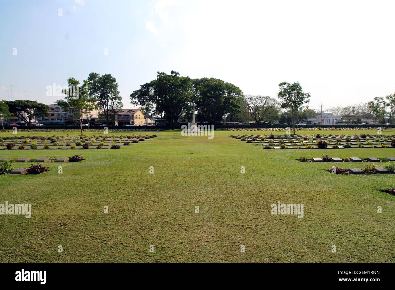 KANCHANABURI, THAILAND - MARCH 18, 2018 Commonwealth war graves ...