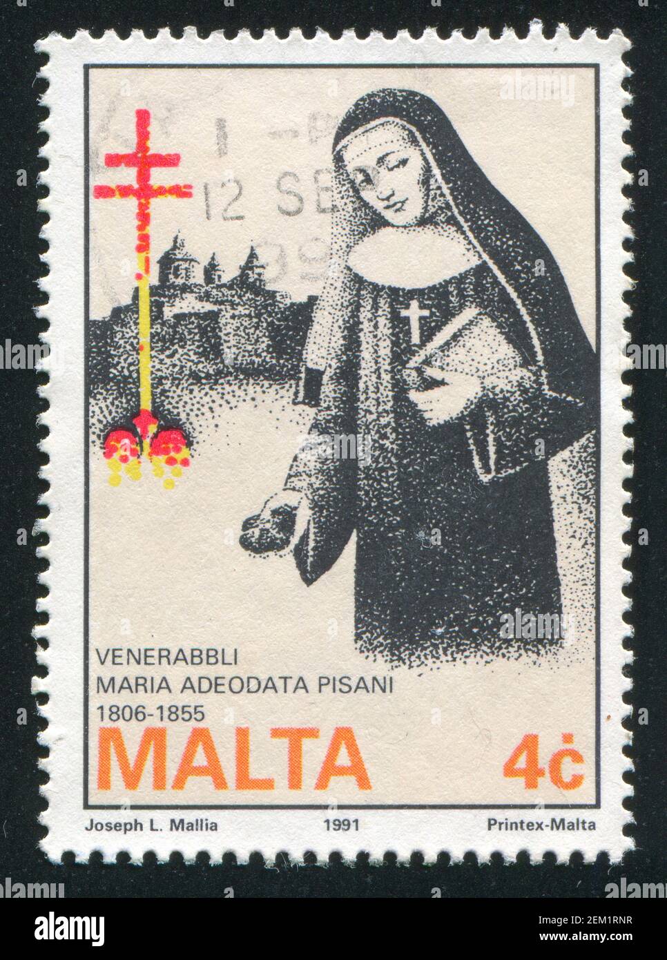 MALTA - CIRCA 1991: stamp printed by Malta, shows Marie Therese Pisani ...