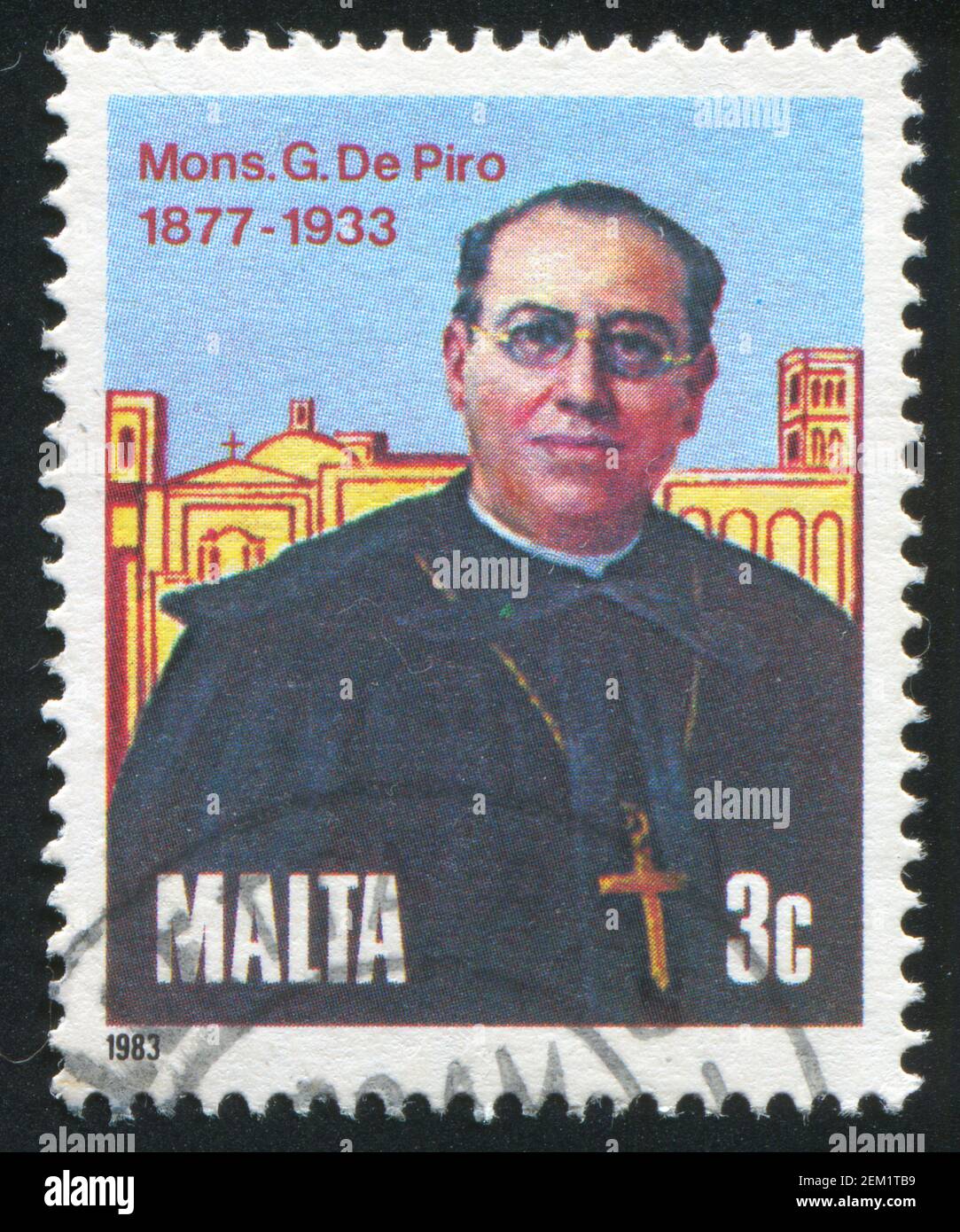 MALTA - CIRCA 1983: stamp printed by Malta, shows Monsignor Giuseppe De ...