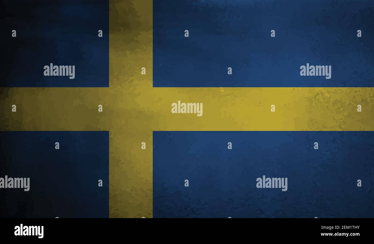 Sweden flag with waving grunge texture. Vector background Stock Vector ...