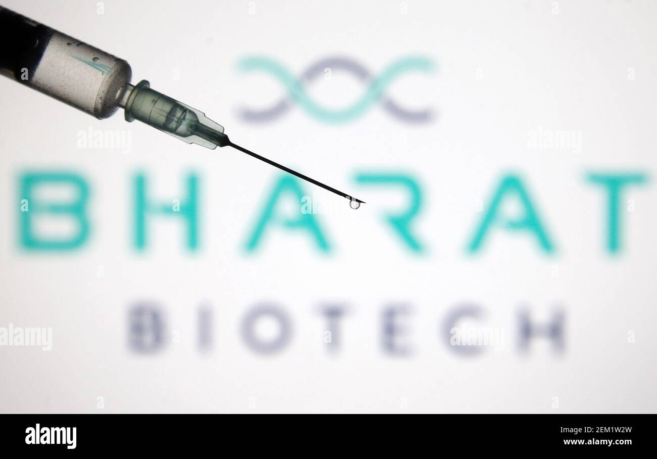 In this photo illustration a medical syringe seen in front of the ...