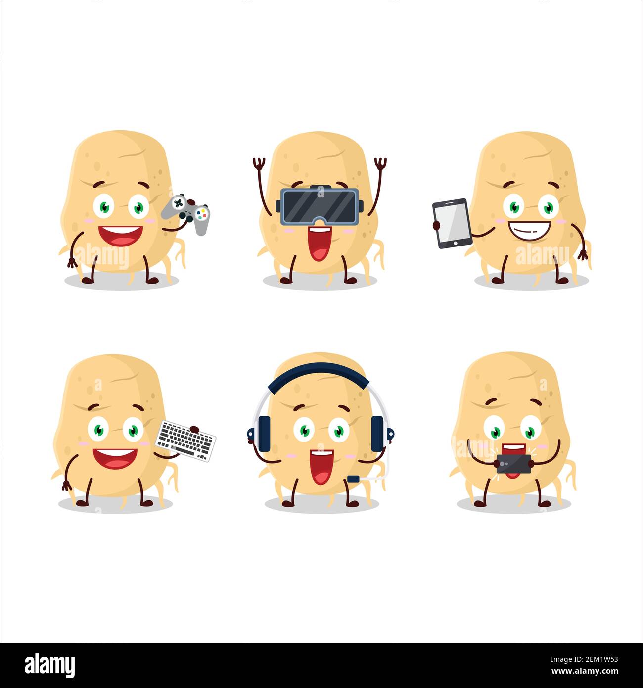 Turmeric cartoon character are playing games with various cute ...