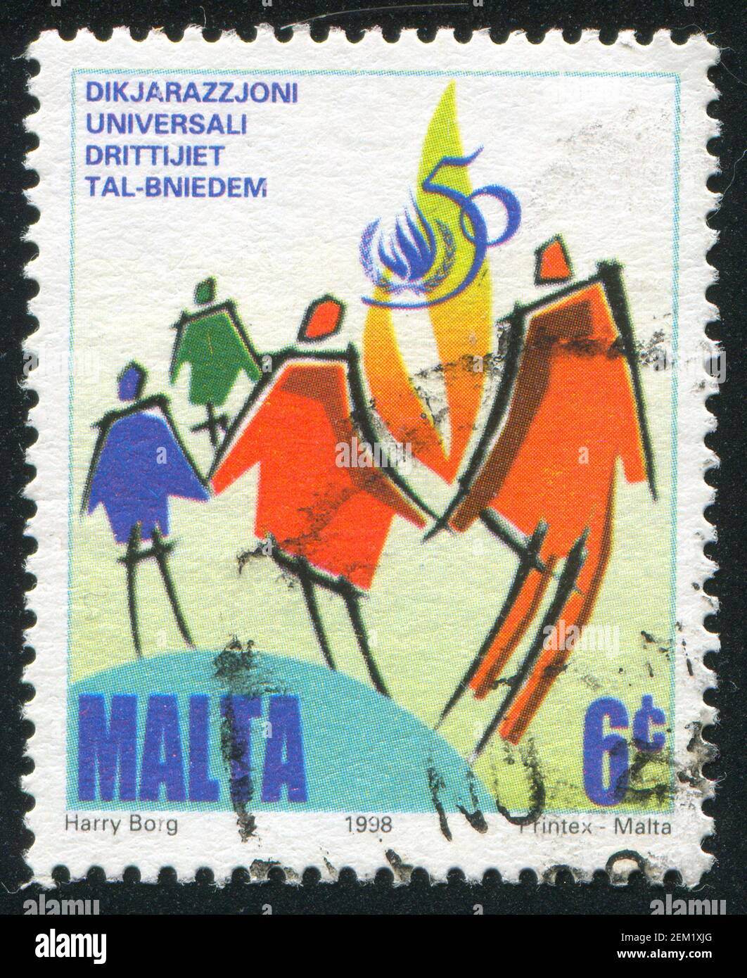 MALTA - CIRCA 1998: stamp printed by Malta, shows Symbolic People ...