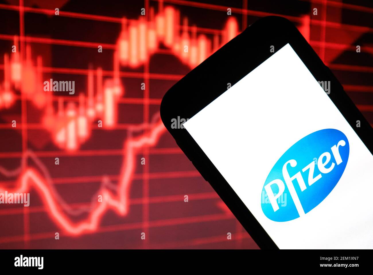 In this photo illustration a Pfizer pharmaceutical company logo seen ...