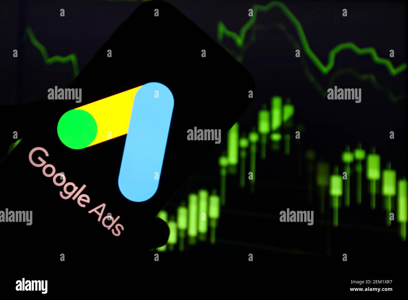 In this photo illustration a Google Ads logo seen displayed on a ...