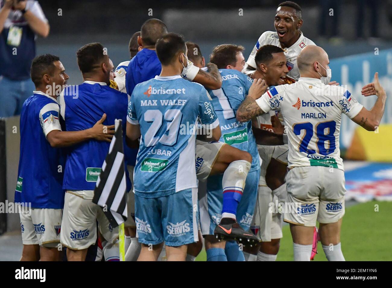 David Corrêa do Fortaleza comemora o seu gol durante a partida entre ...