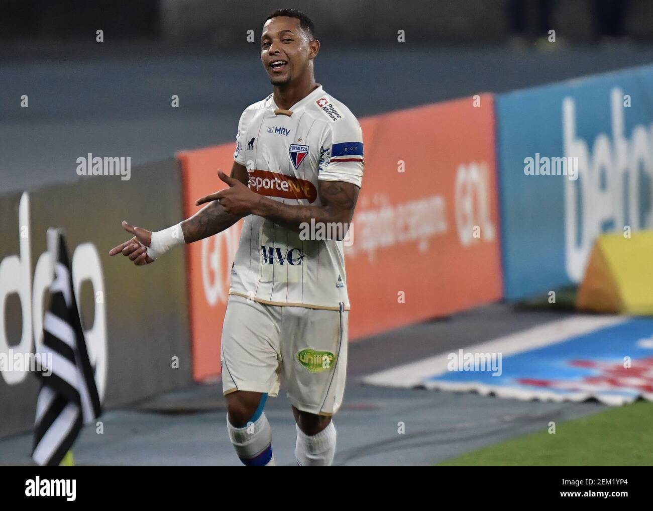 David Corrêa do Fortaleza comemora o seu gol durante a partida entre ...