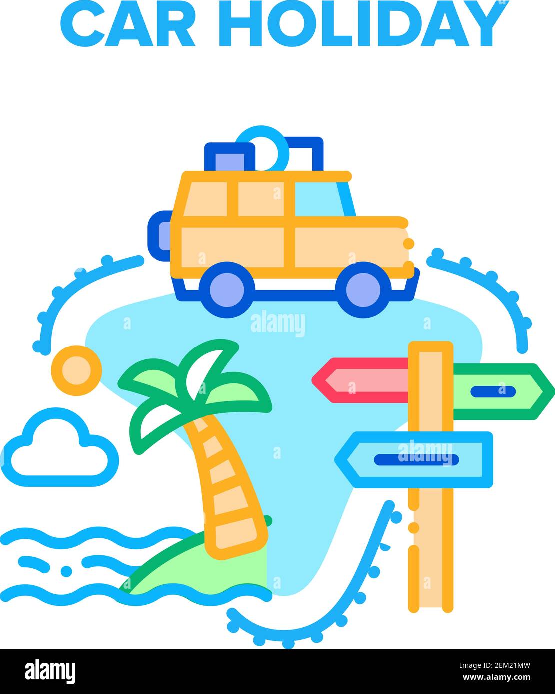 Car Holiday Vector Concept Color Illustration Stock Vector Image & Art ...
