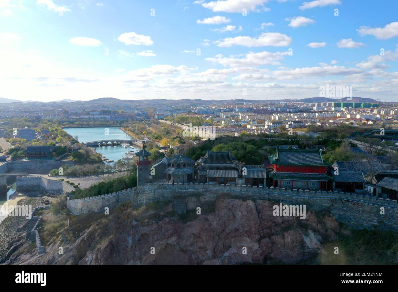 Shandong, CHINA-The ancient buildings in Penglai District, Yantai city ...