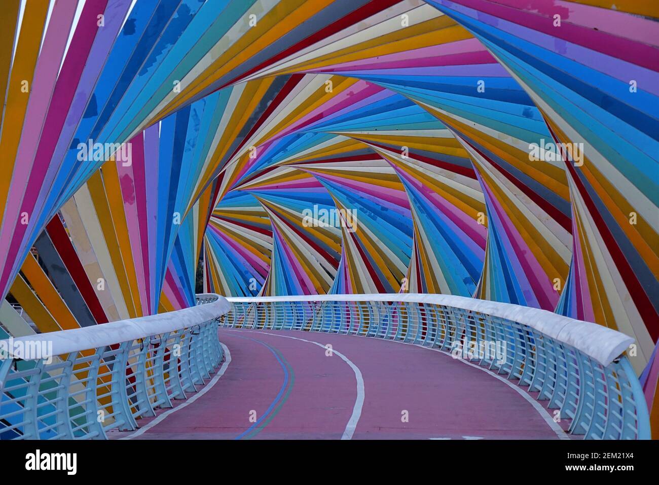 The colorful rainbow bridge, whose structure is based on DNA spirals ...
