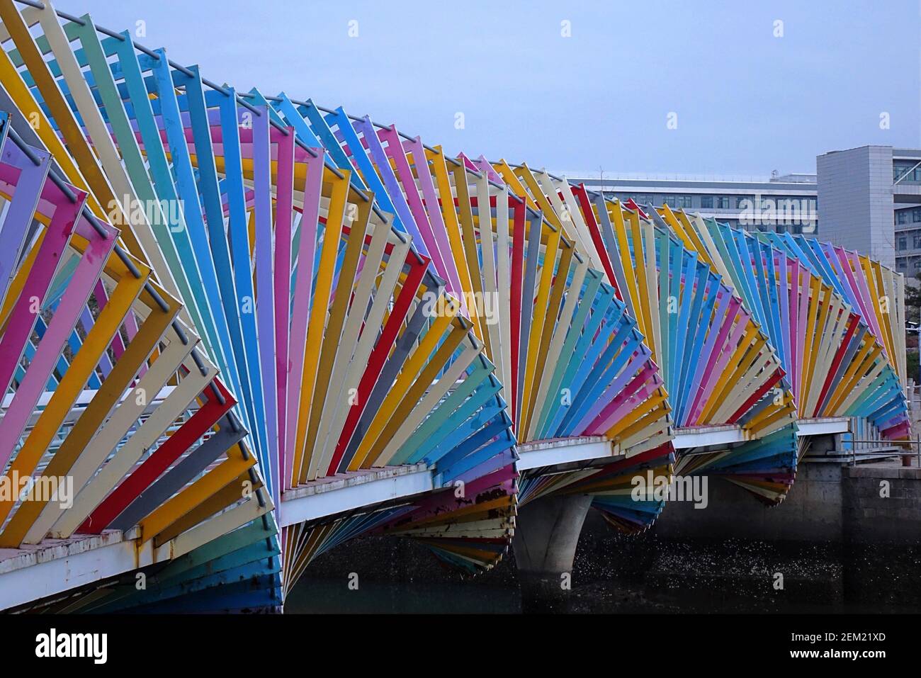 The colorful rainbow bridge, whose structure is based on DNA spirals ...