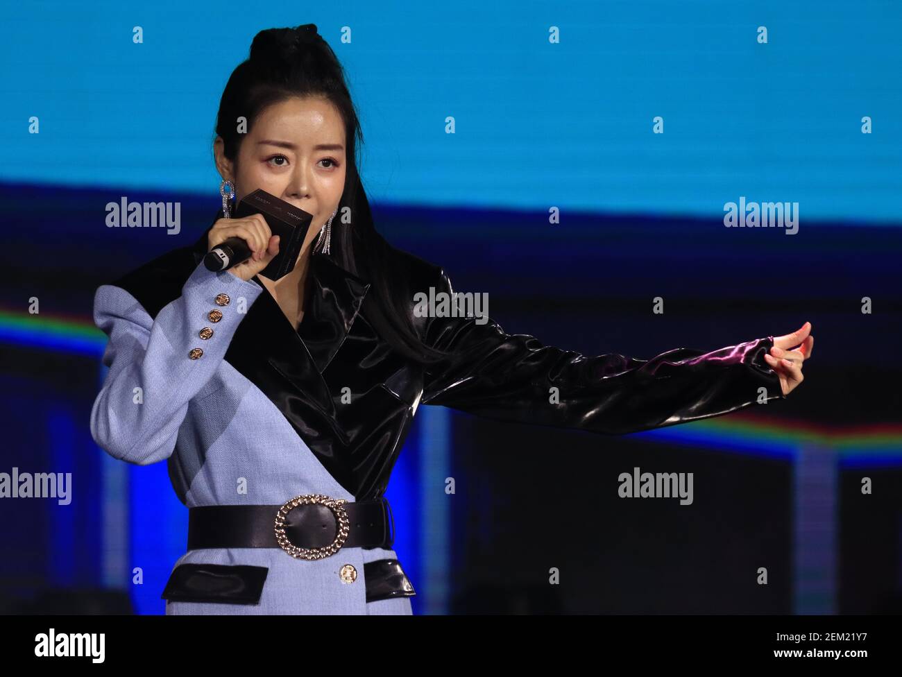 Chinese singer Angela An Youqi sings a song at Yichang Theatre in ...
