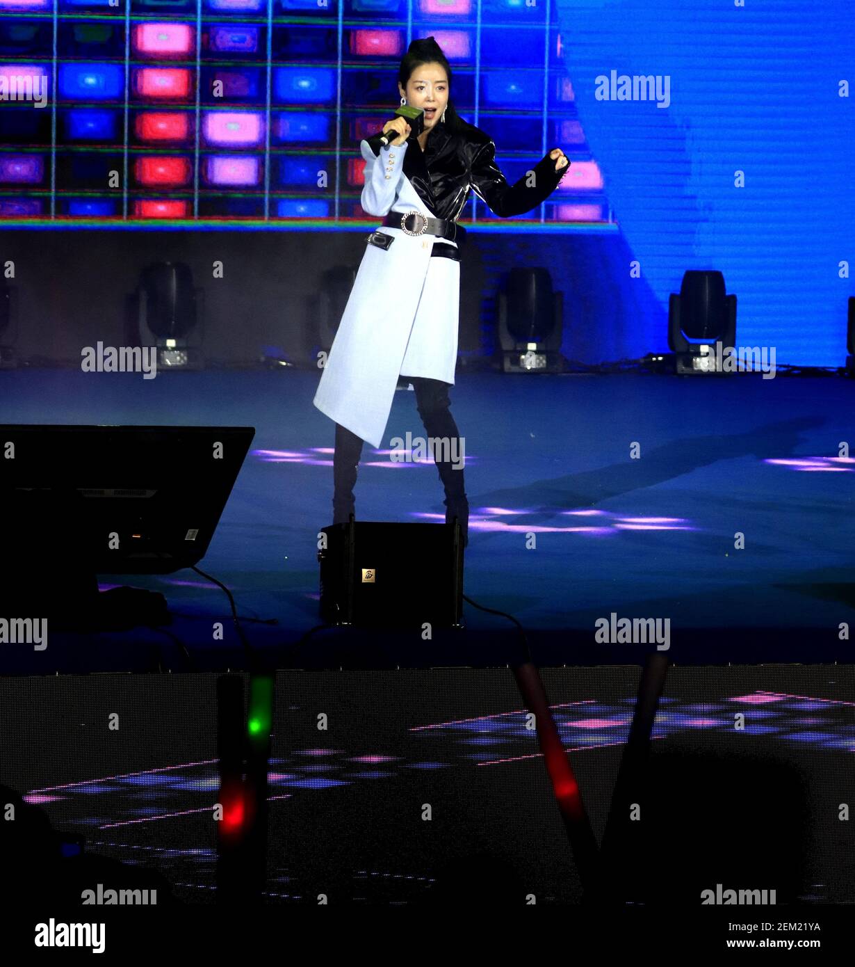 Chinese singer Angela An Youqi sings a song at Yichang Theatre in ...
