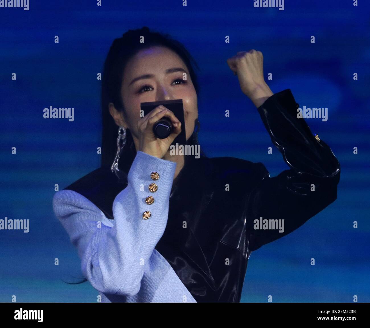 Chinese singer Angela An Youqi sings a song at Yichang Theatre in ...