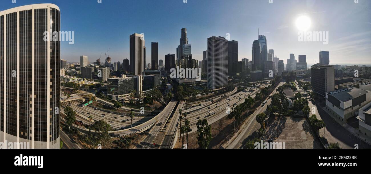 Aerial panographs of Downtown Los Angeles made with a drone camera. 11 ...
