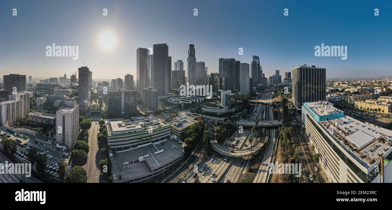 Aerial panographs of Downtown Los Angeles made with a drone camera. 11 ...