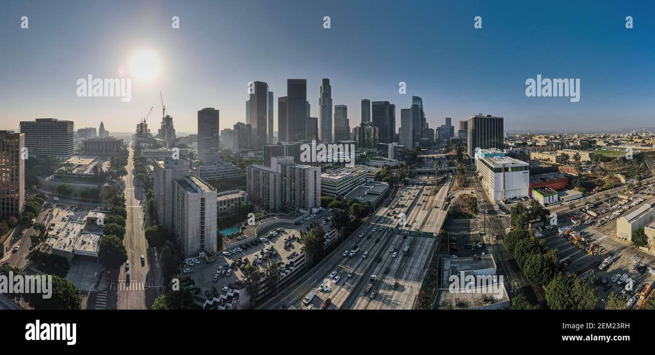 Aerial panographs of Downtown Los Angeles made with a drone camera. 11 ...