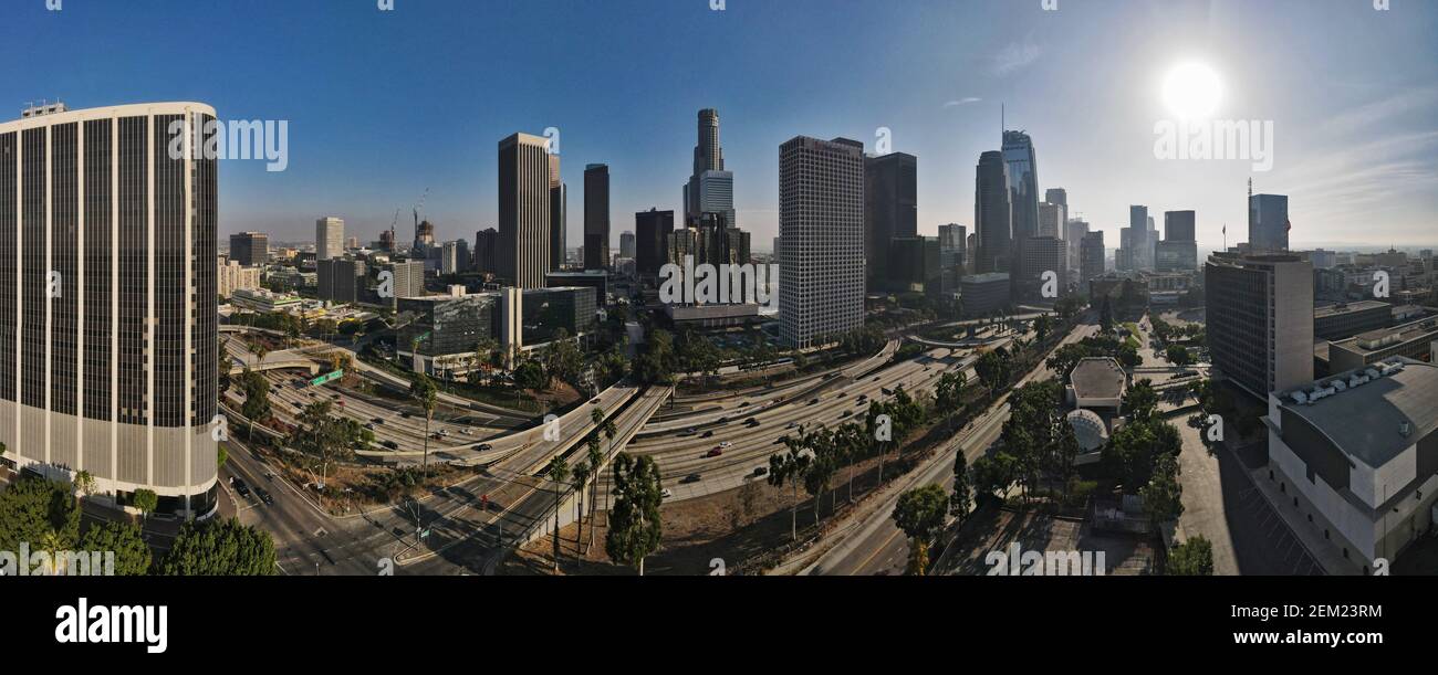 Aerial panographs of Downtown Los Angeles made with a drone camera. 11 ...