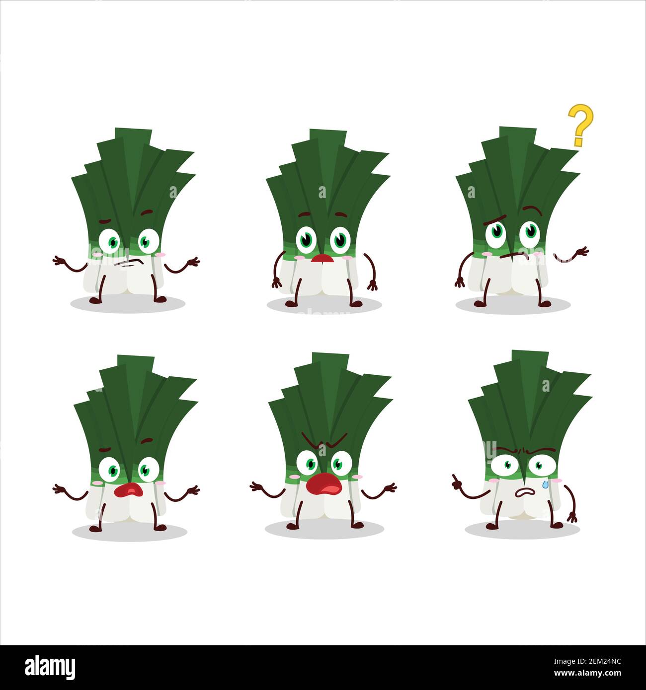 Cartoon character of leek with what expression. Vector illustration ...