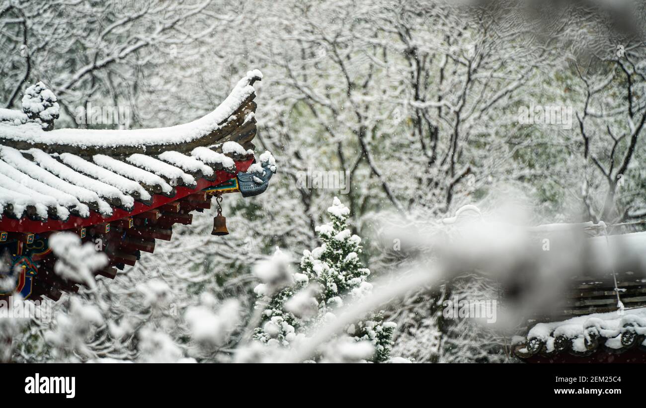 Ancient Chinese buildings and plants around the Huaqing Palace, also ...