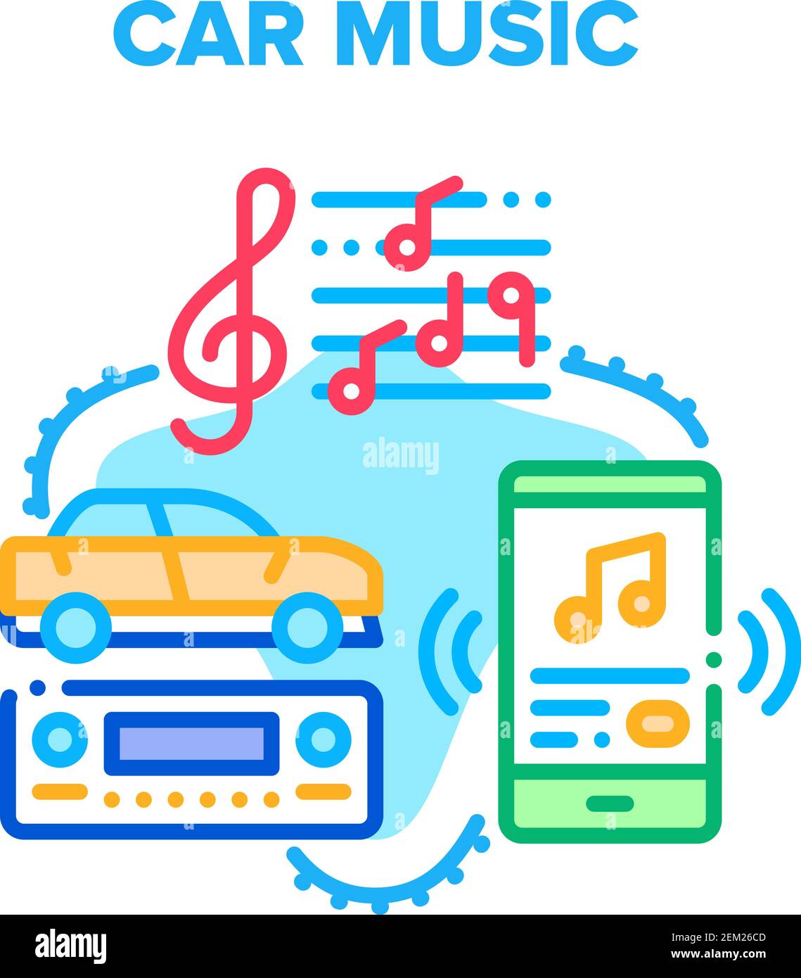 Car Music Device Vector Concept Color Illustration Stock Vector Image ...