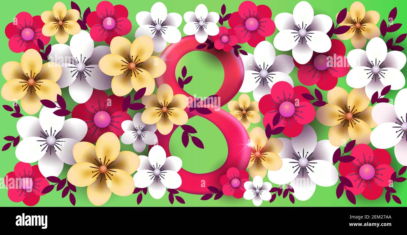 elegant eight number womens day 8 march holiday celebration banner ...