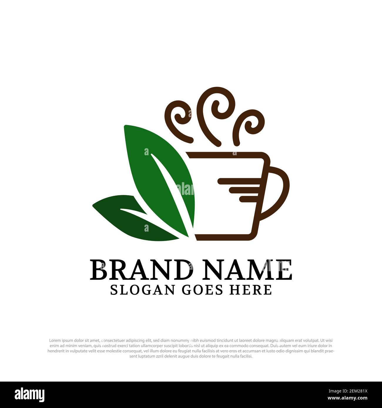 Coffee and tea logo vector inspiration, vector template of green leaf ...