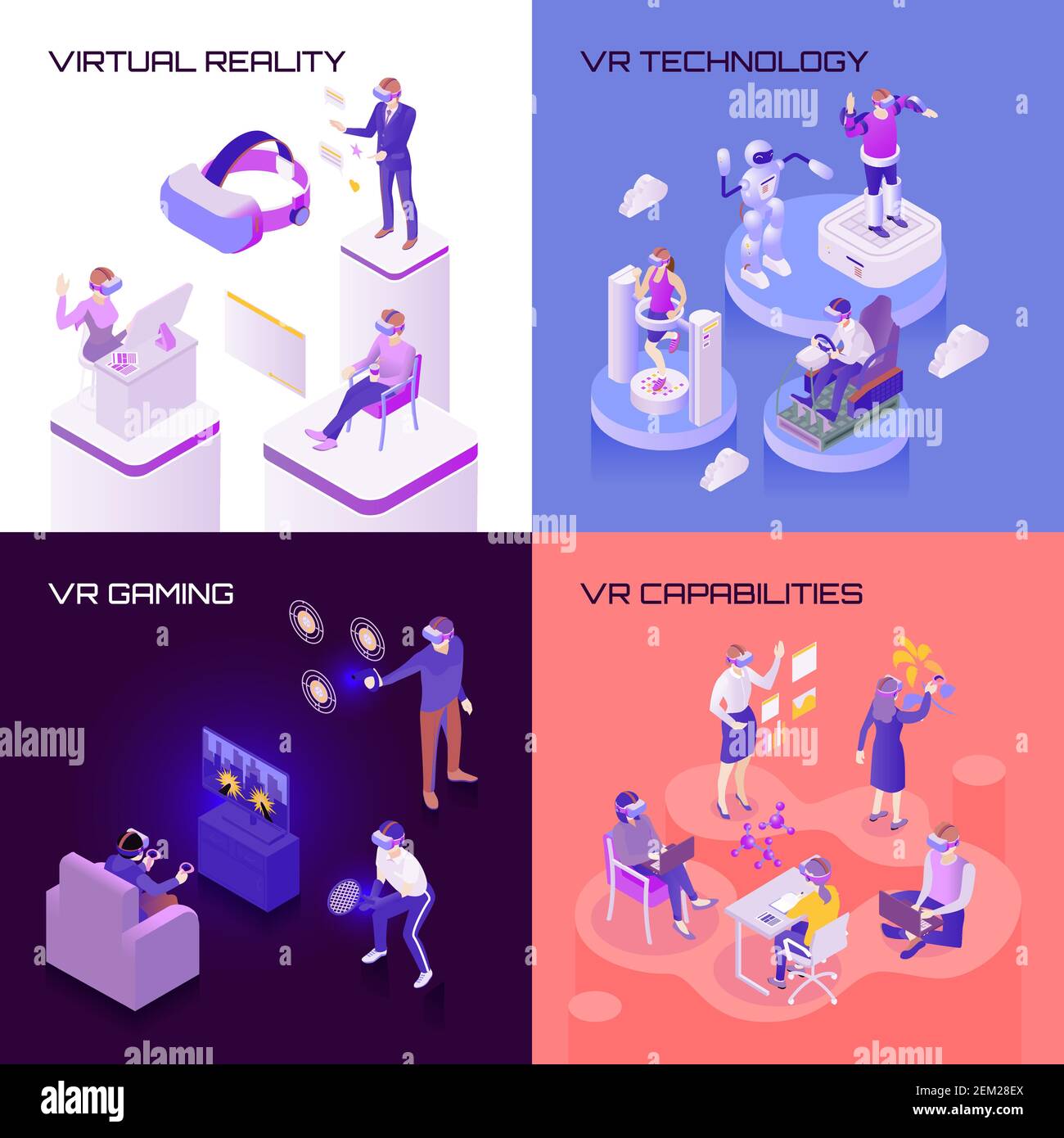 Virtual reality, capabilities of technology, vr gaming, isometric ...