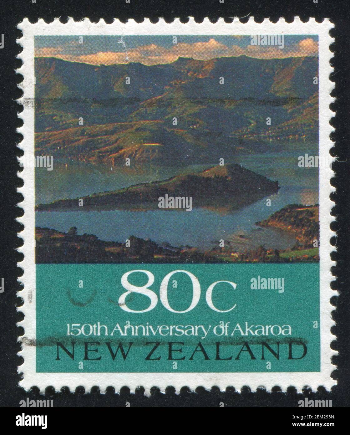 NEW ZEALAND - CIRCA 1990: stamp printed by New Zealand, shows Akaroa ...
