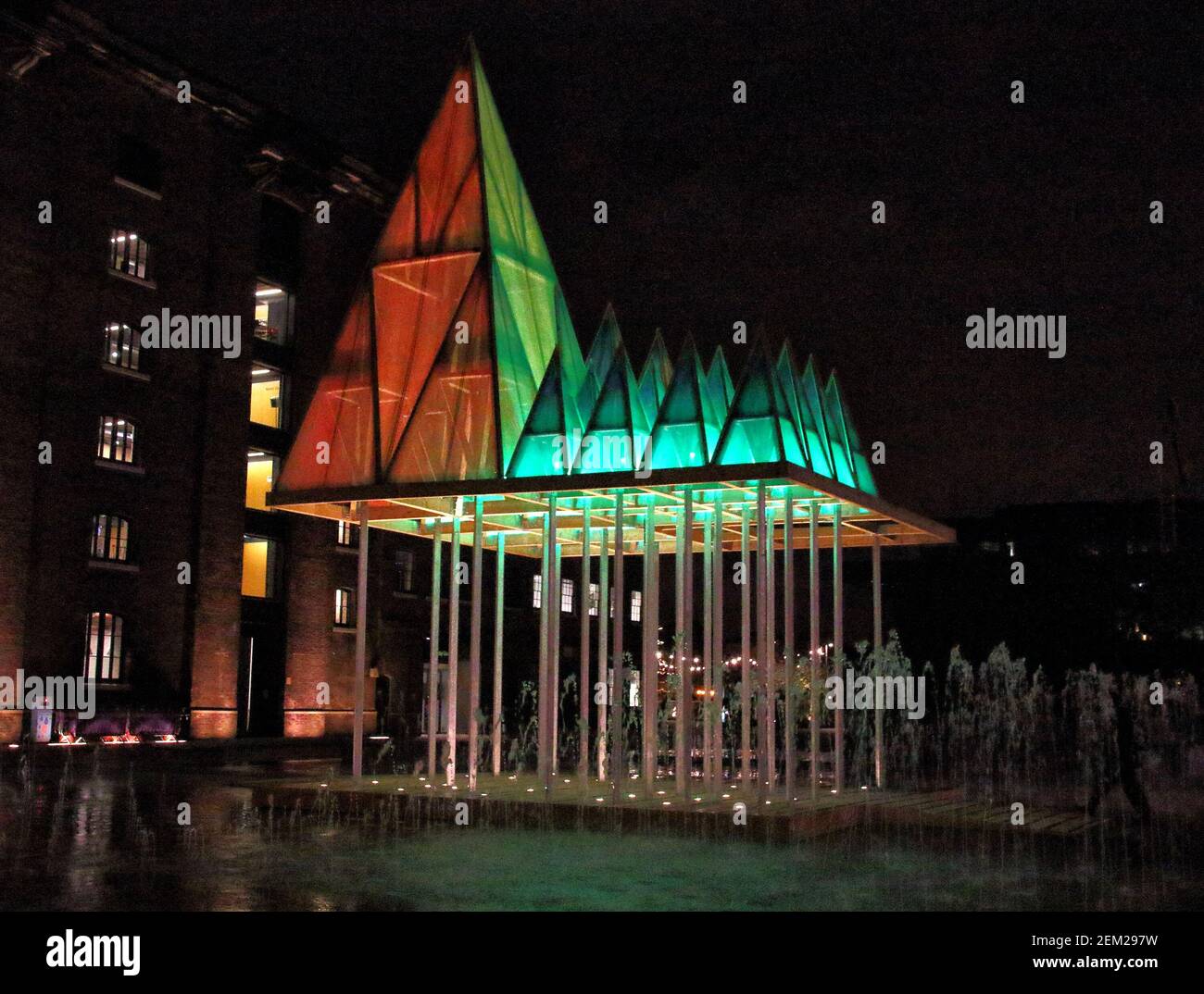 The Electric Nemeton Tree lit up at night. King's Cross, London's ...