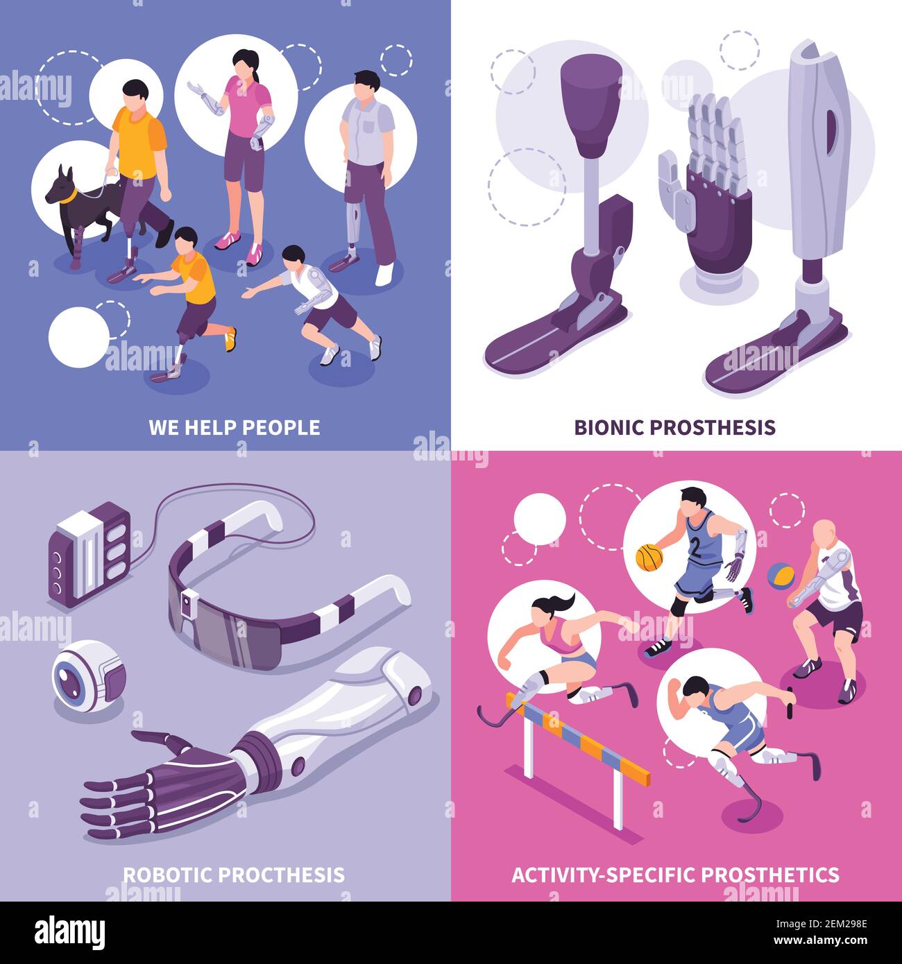 Bionic prosthesis 4 isometric icons concept with robotic limbs for ...