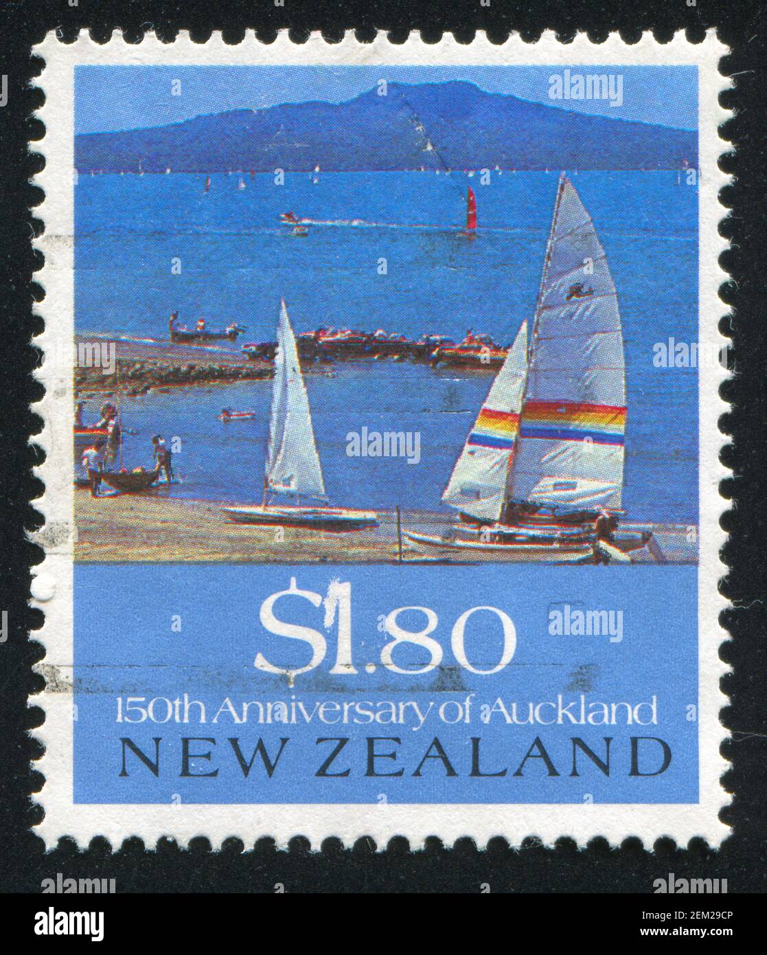 NEW ZEALAND - CIRCA 1990: stamp printed by New Zealand, shows Rangitoto ...