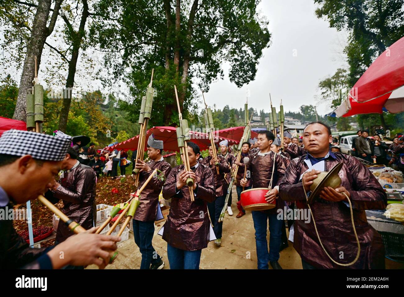 The Miao and Dong people are celebrating the traditional Reed-pipe ...