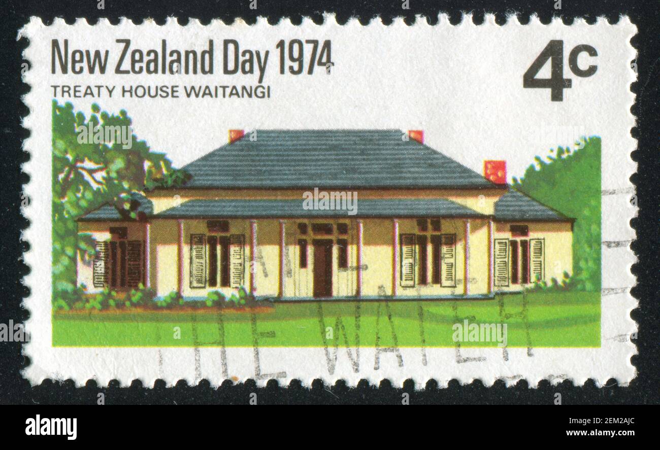 NEW ZEALAND - CIRCA 1974: stamp printed by New Zealand, shows Treaty ...