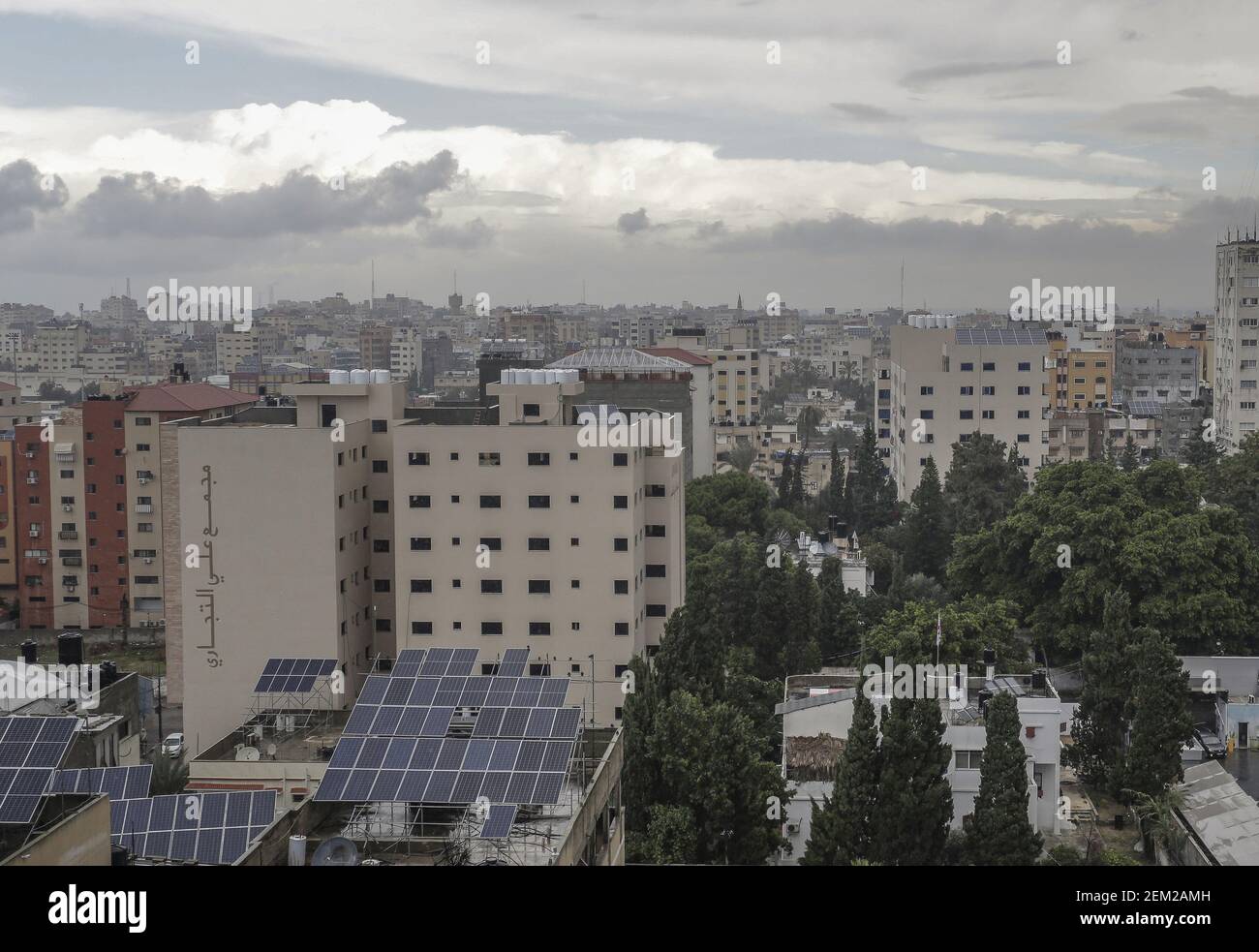 Aerial view of Gaza City after heavy rain fall. (Photo by Mahmoud Issa ...