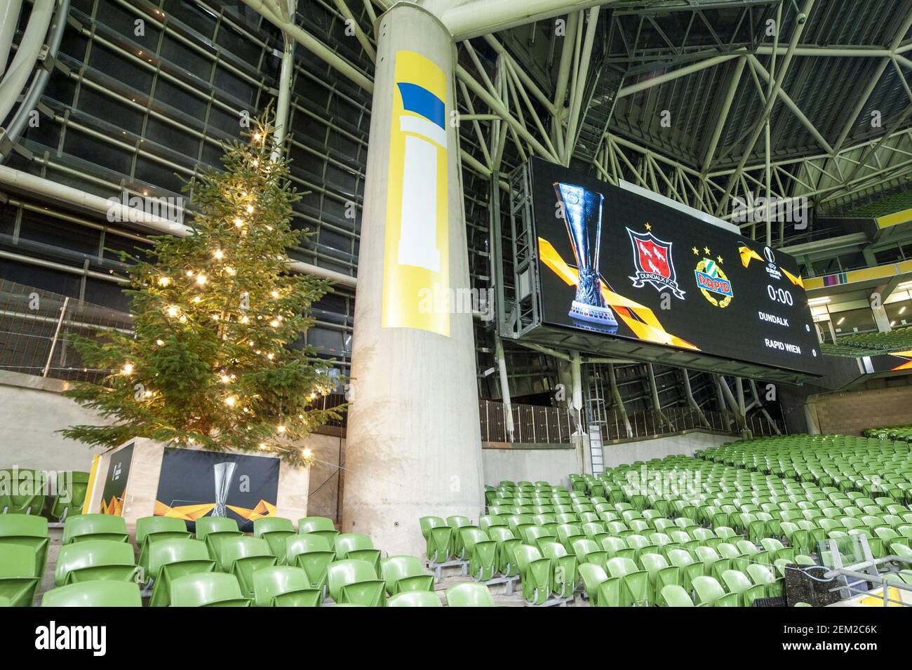 Christmas tree on the stadium during the Europa League Group B match ...