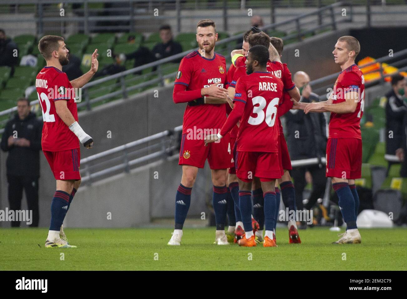 Ercan Kara of Rapid celebrates scoring during the Europa League Group B ...