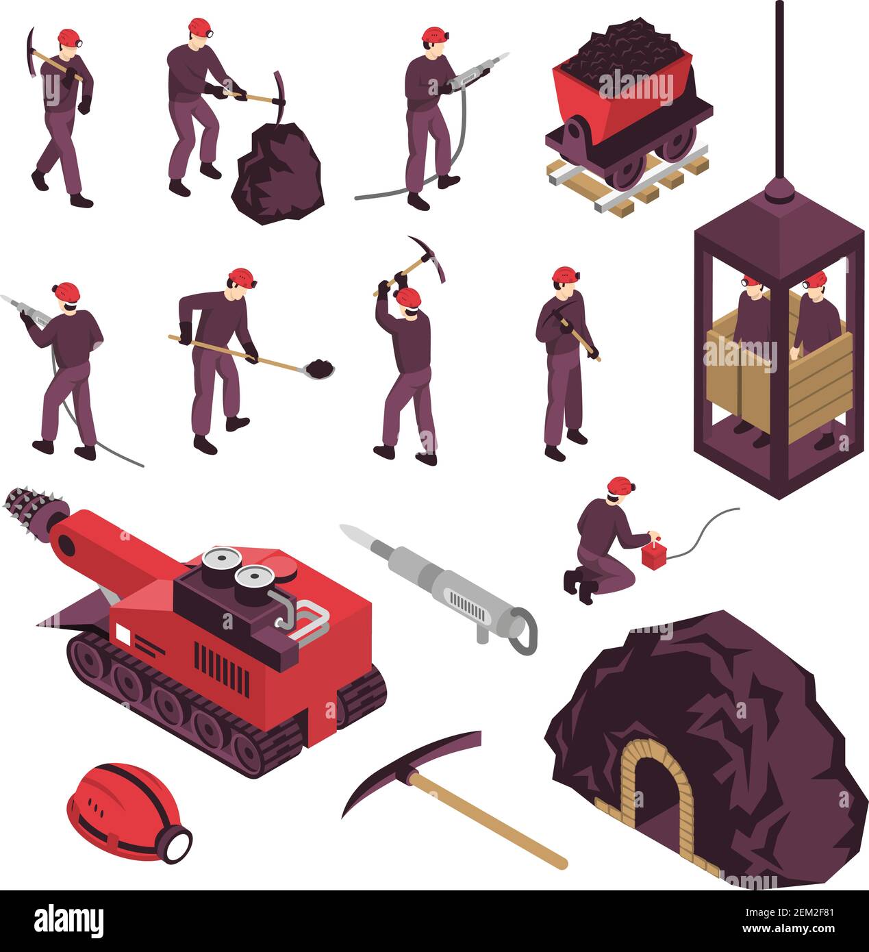 Mining industry workers machinery surface and underground equipment ...