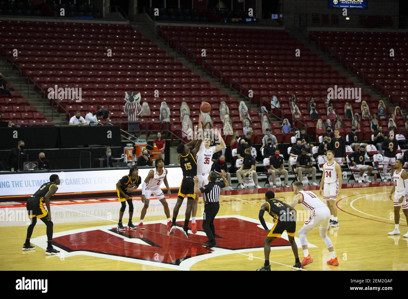 November 27, 2020: Opening jump ball to start the NCAA basketball game ...