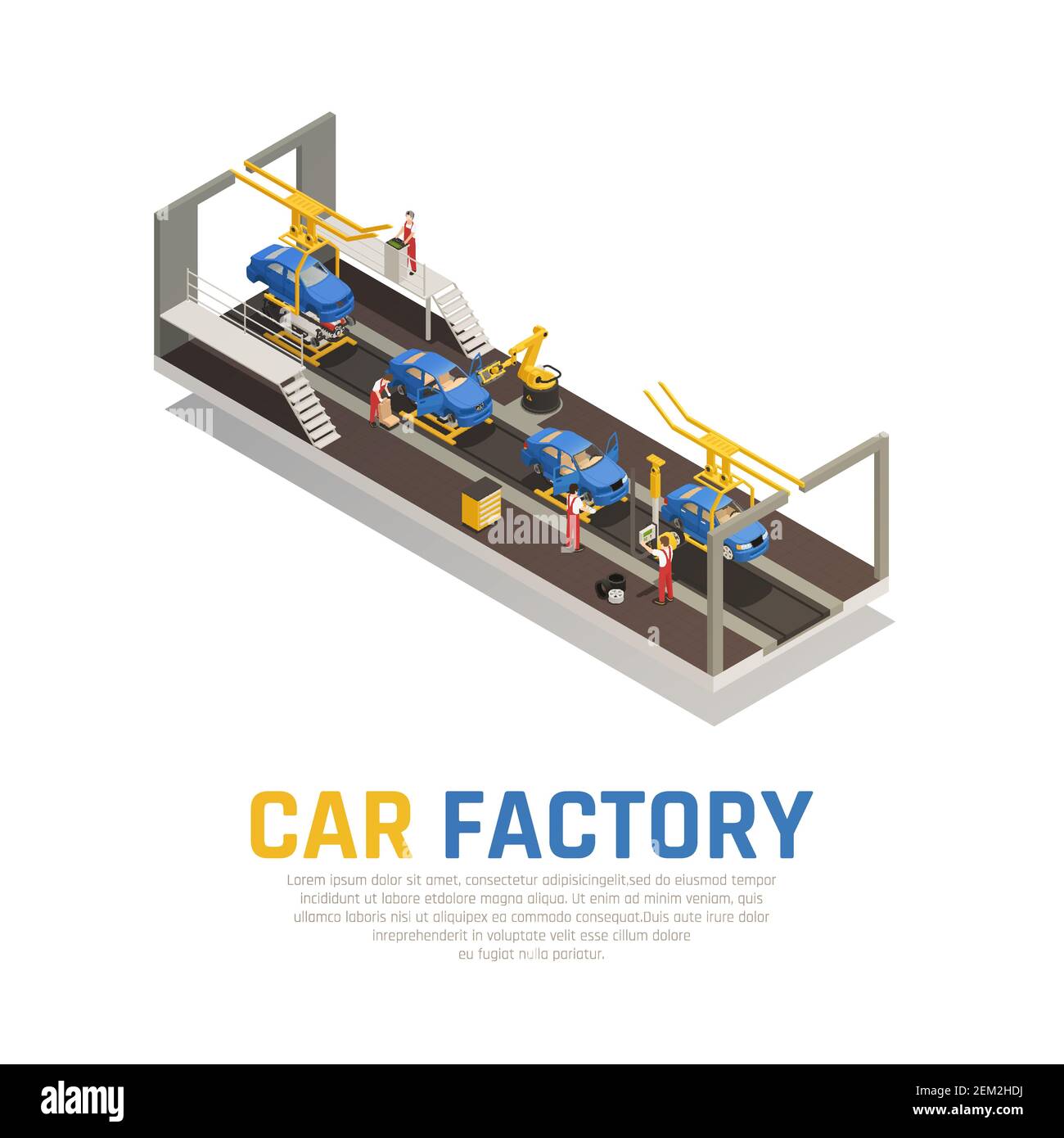 Car Assembly Line Illustration