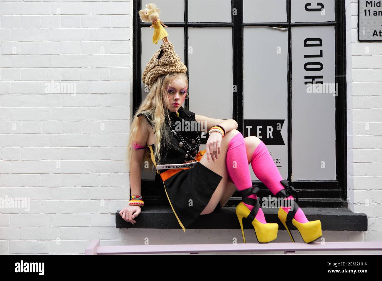 A Model showcases Pierre Garroudi’s latest colorful collection at one ...