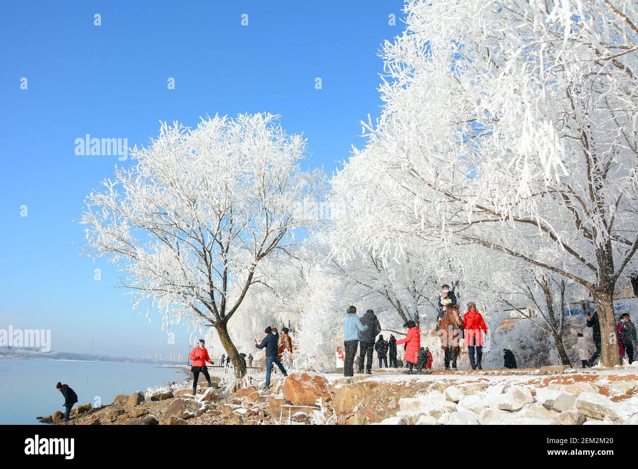JILIN, CHINA - NOVEMBER 29, 2020 - Tourists view the rime landscape ...